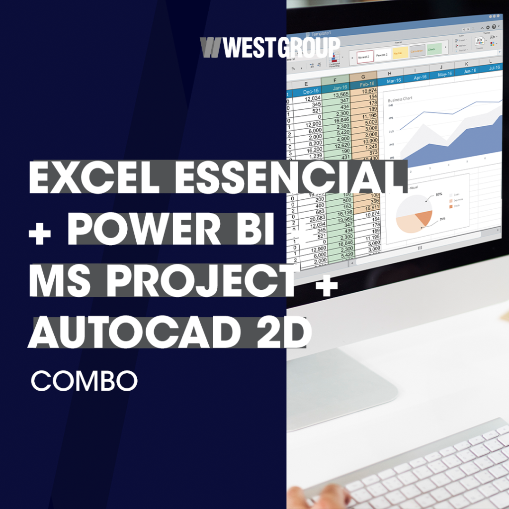 COMBO: EXCEL ESSENCIAL + POWER BI + MS PROJECT + AUTOCAD 2D - West Group